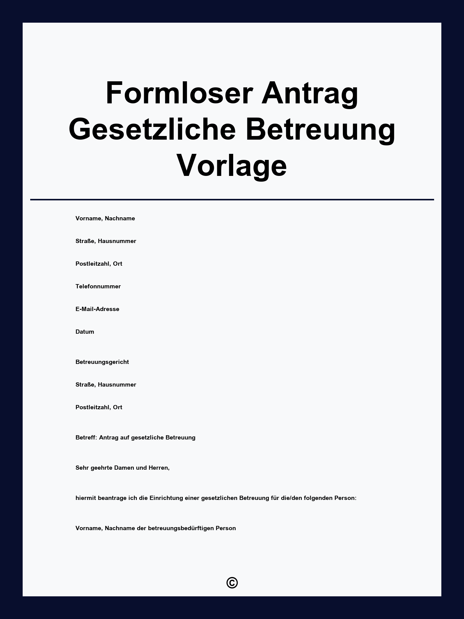 Formloser Antrag Gesetzliche Betreuung Vorlage