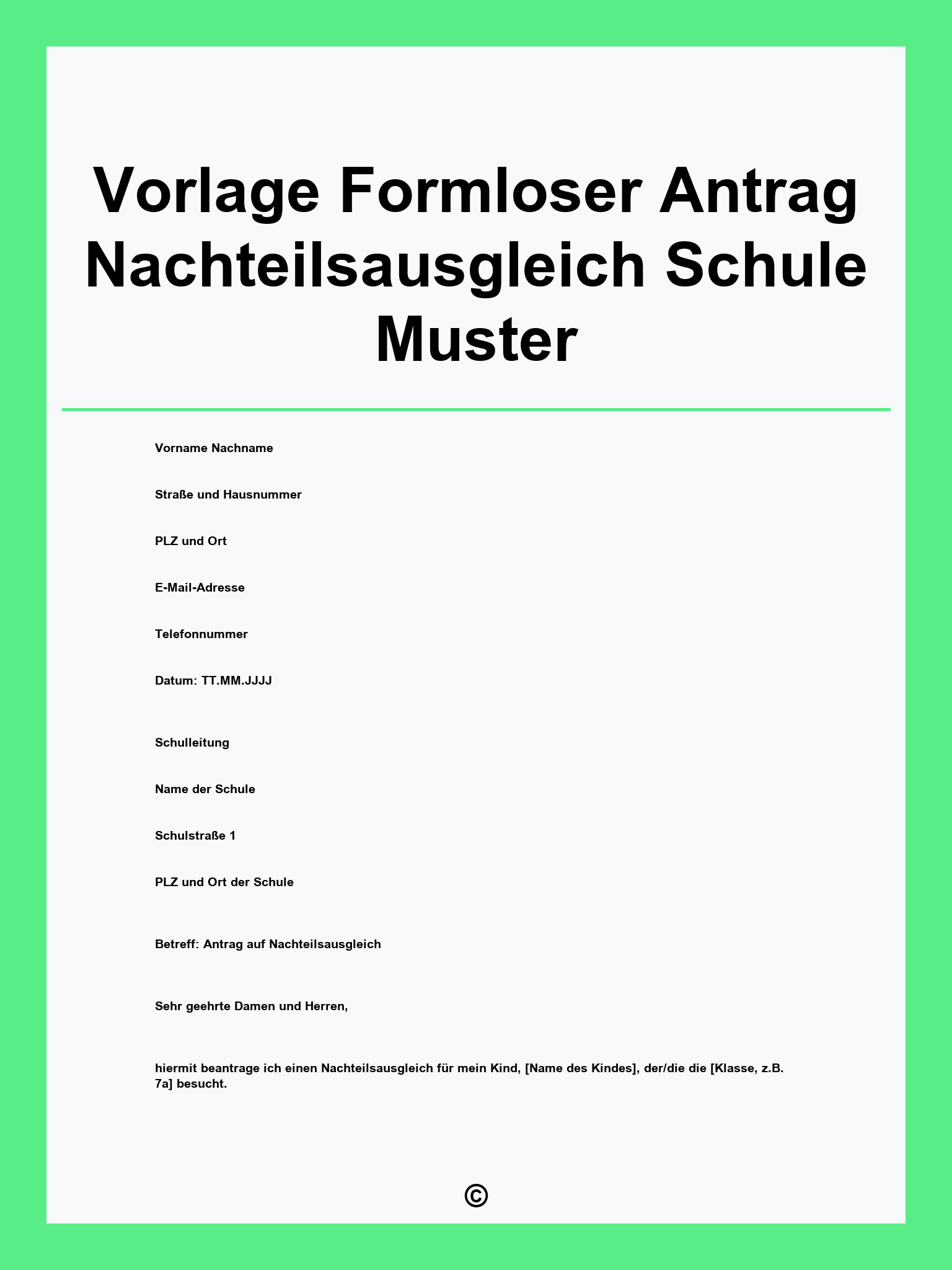 Vorlage Formloser Antrag Nachteilsausgleich Schule Muster