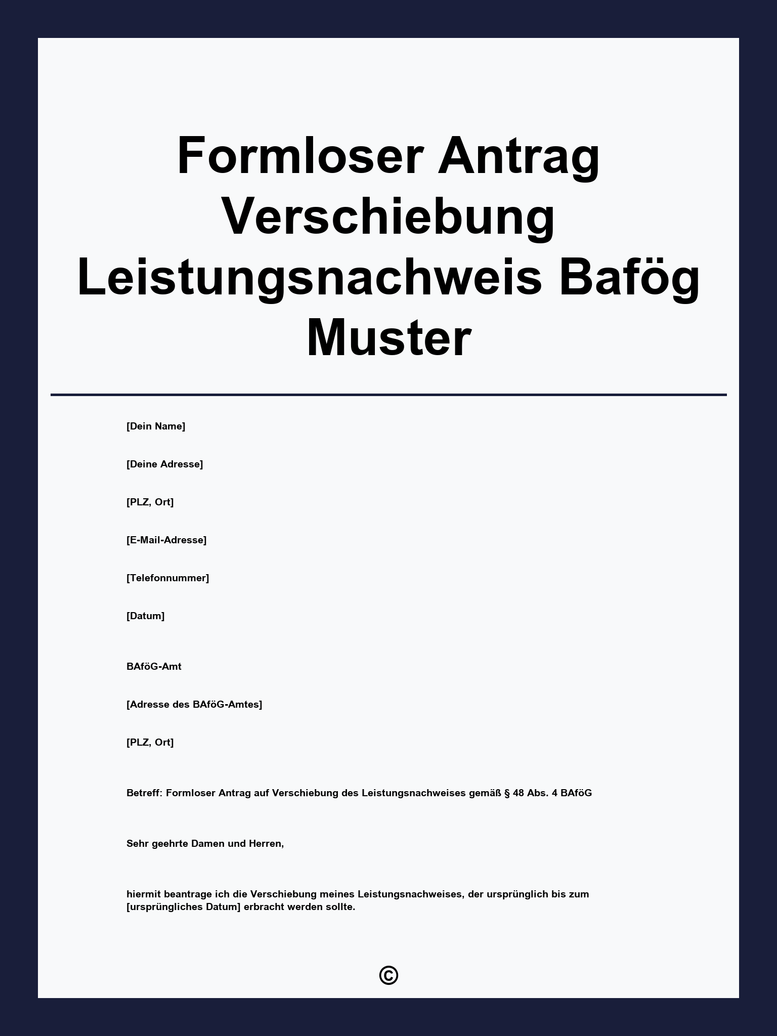 Formloser Antrag Verschiebung Leistungsnachweis Bafög Muster