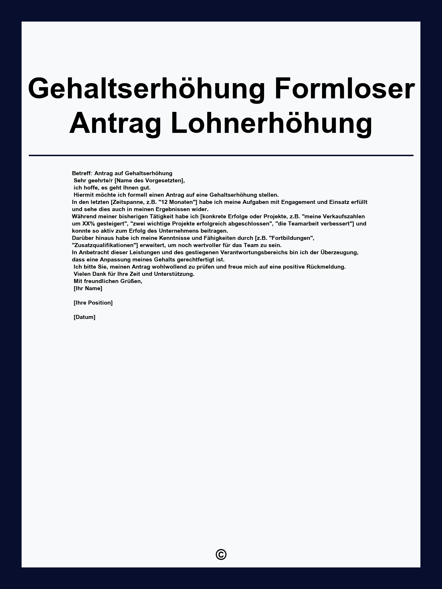 Gehaltserhöhung Formloser Antrag Lohnerhöhung